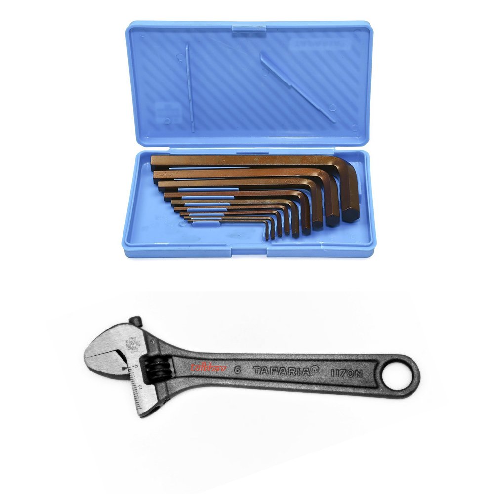 Taparia Steel Allen Key with Adjustable Spanner Set (Multicolor, 2 ...
