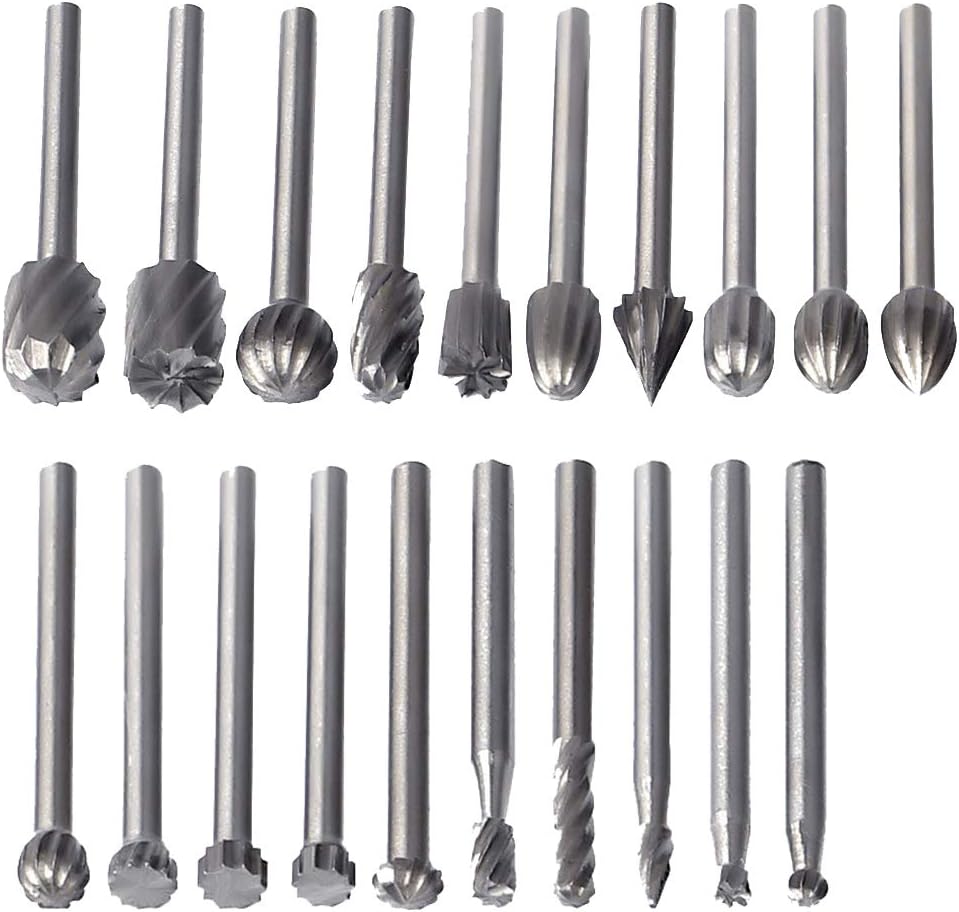 20 Pcs Fraises Rotatives, HSS Burrs Rotatives Embouts de Fraisage Outil ...