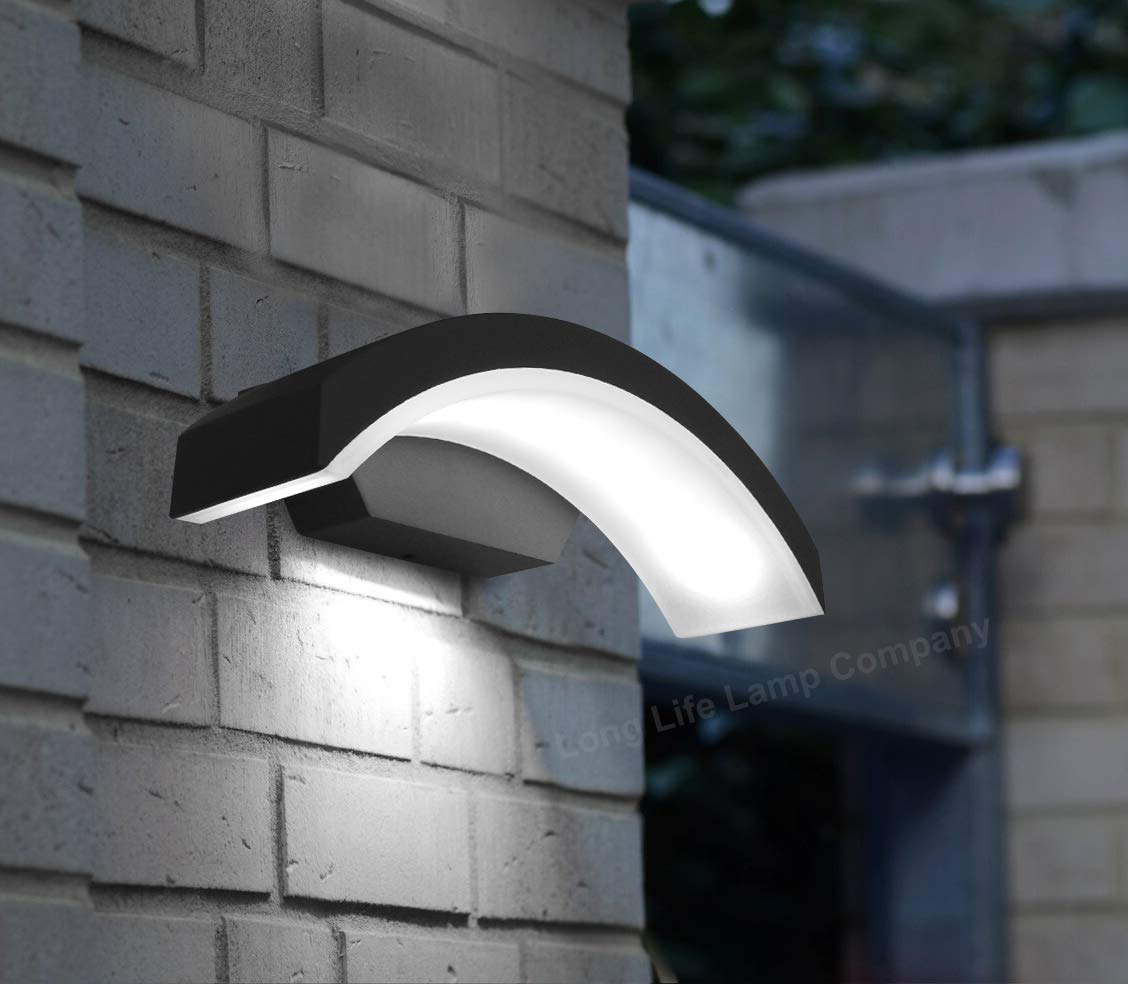 Arch Profile Wall Mounted Outdoor Light GoodHome Bevel Matt Anthracite