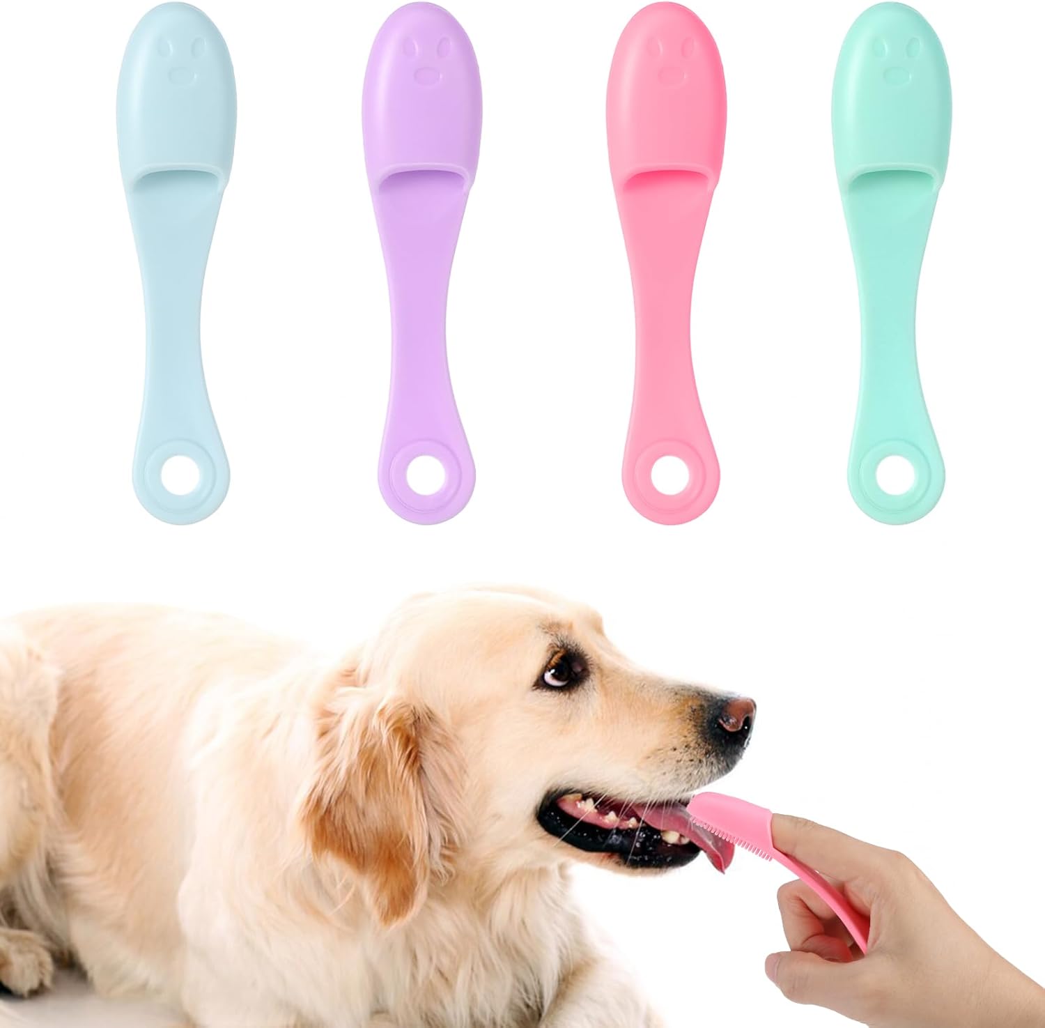 Amazon.com: Wanmu 4Pcs Silicone Dog Toothbrushes, Dog Finger Toothbrush ...