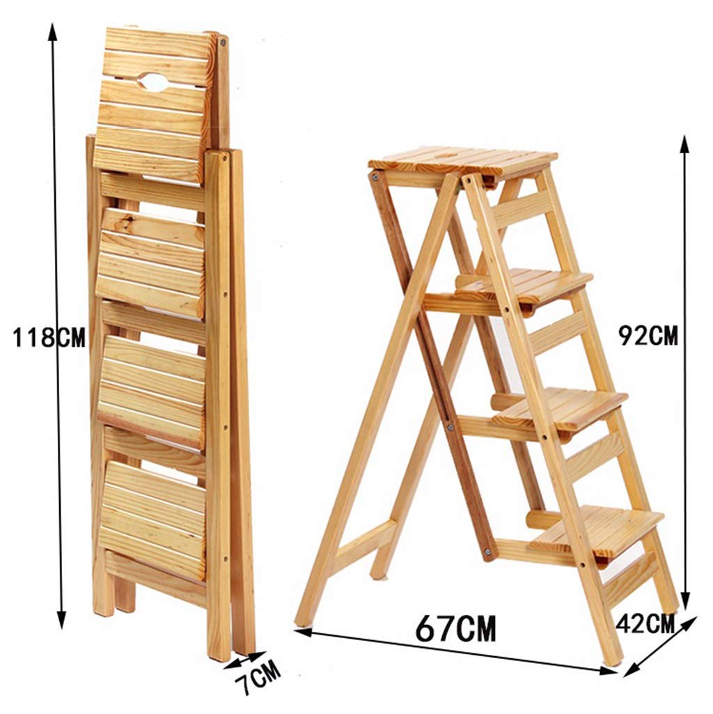 Buy ZYLZL Folding Portable Ladder Step Stool Fashion Solid Wood Folding ...