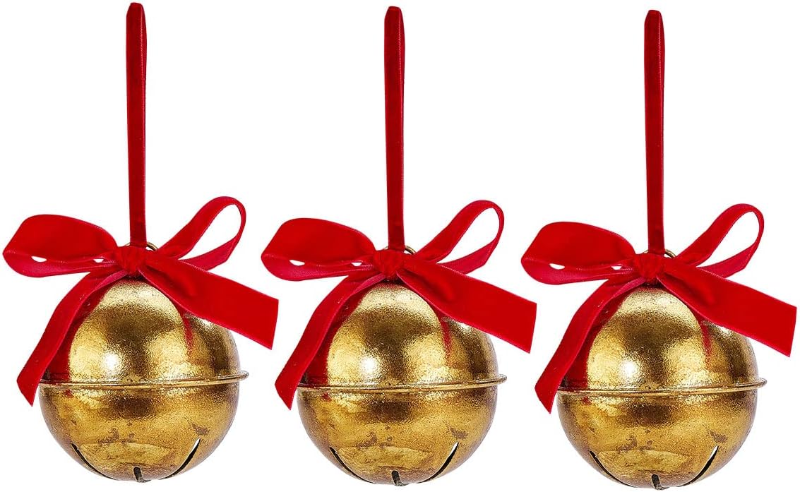 Amazon.com: Emadgift 3 Pack Antique Gold Foil Christmas Metal Jingle ...