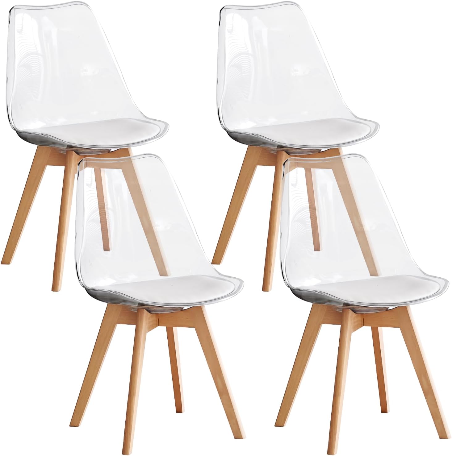 Amazon.com - Clear Acrylic Ghost Chairs 4 Dining Chairs- Modern Dining ...