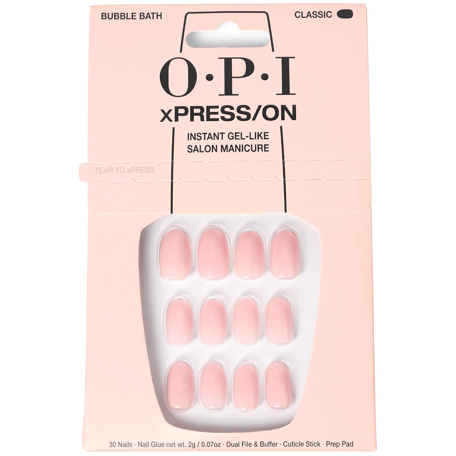 Amazon.com: OPI xPRESS/ON Press on Nails | Short Round Light Solid Nail ...