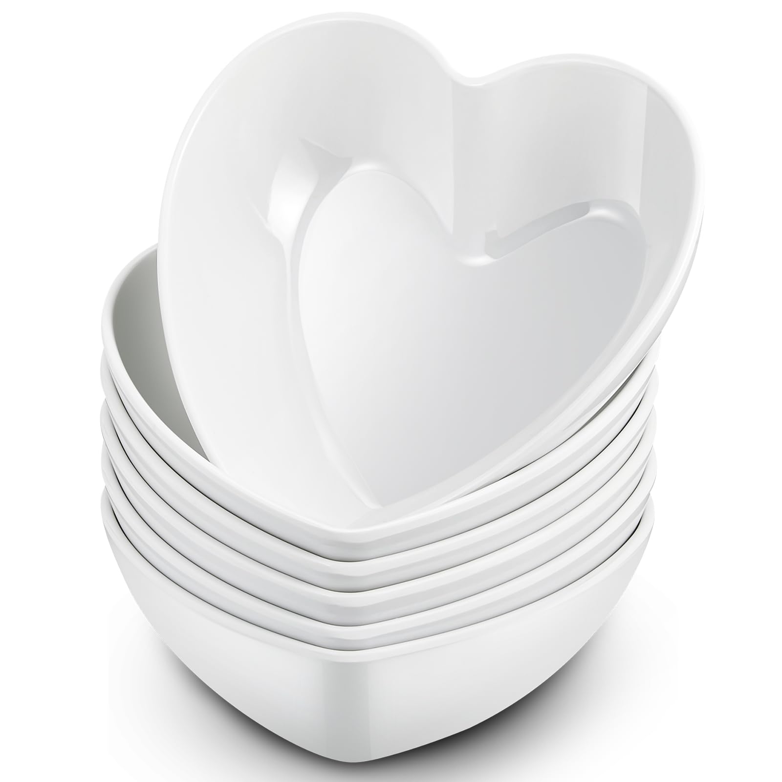 Amazon.com | Layhit 6 Pcs Heart Shaped Bowls, 8" White Deep Heart ...