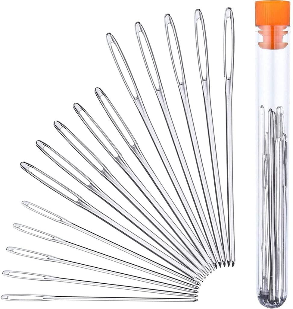 HASTHIP Wool Knitting Needle Set, Stainless Steel Big Eye Needle, Wool ...