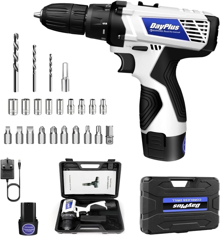 Cordless Drill Driver Mini Drill Kit Electric Screwdriver Set with 2 ...