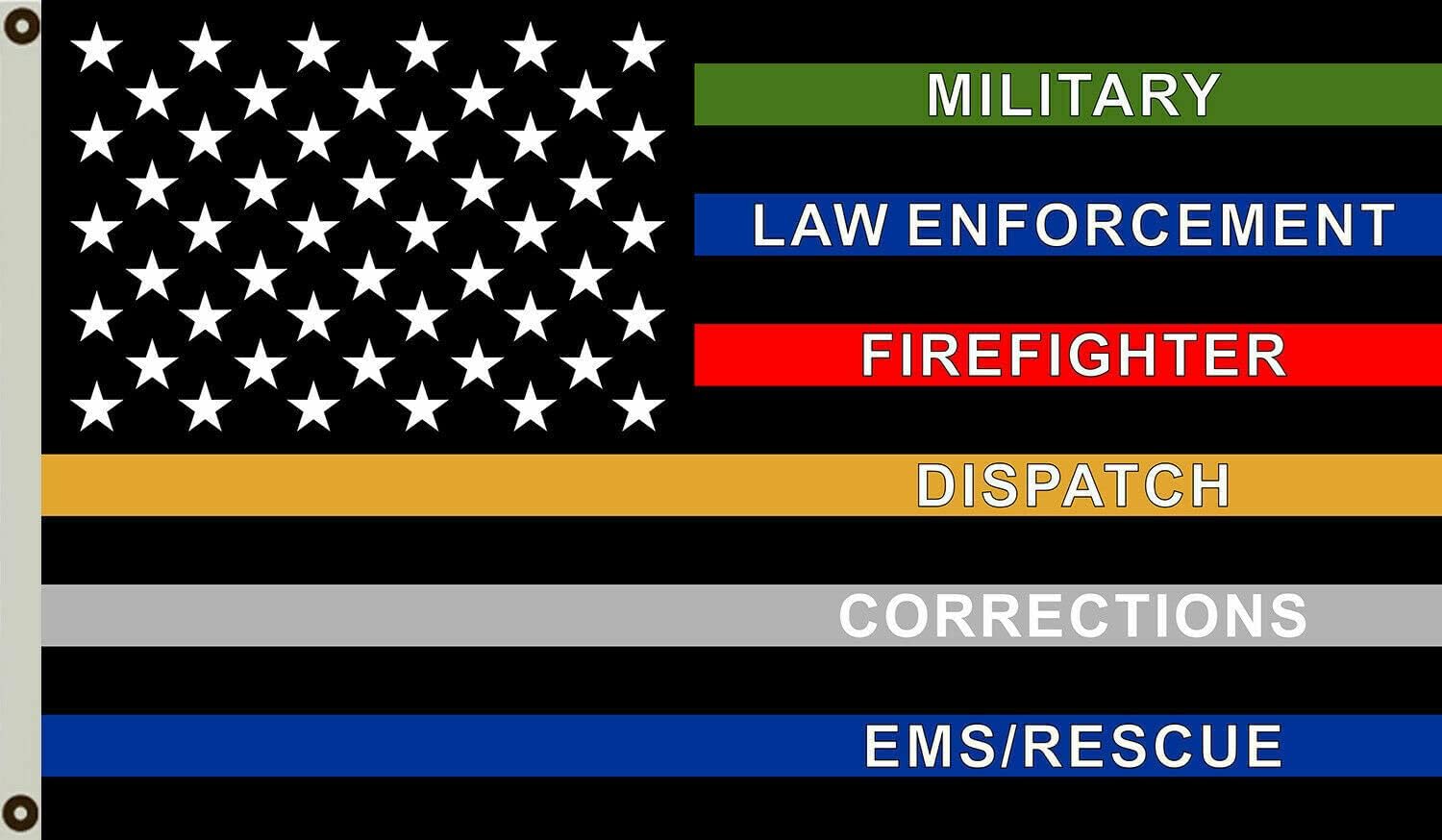 Amazon.com : 3x5FT Salute Thin Multi Line Flag Military Police Fire ...