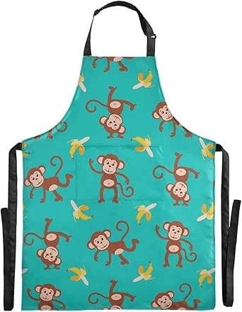 Amazon.com: Cute Monkey Banana Apron, Waterproof Apron with Pocket for ...