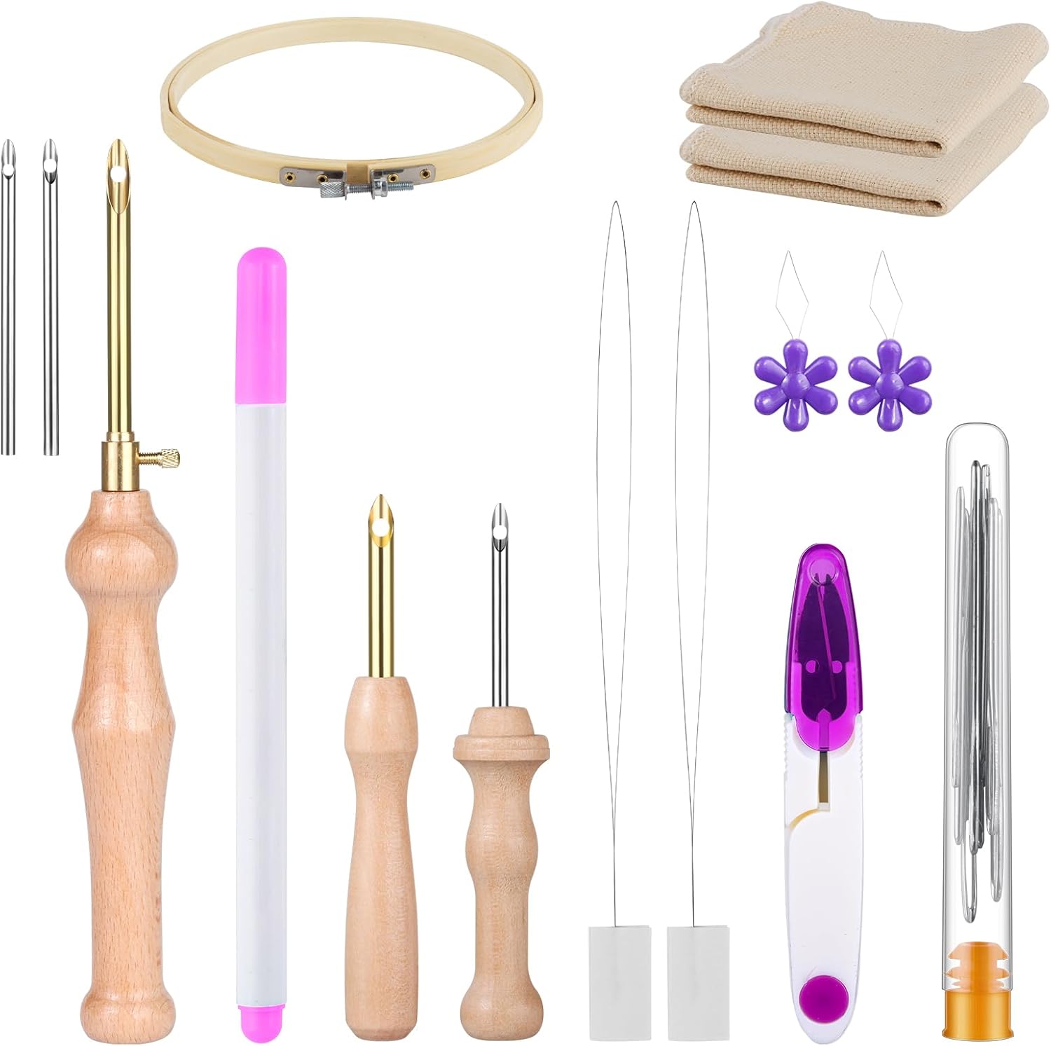 Amazon.com: Punch Needle Tool with Embroidery Hoop and Punch Needle ...