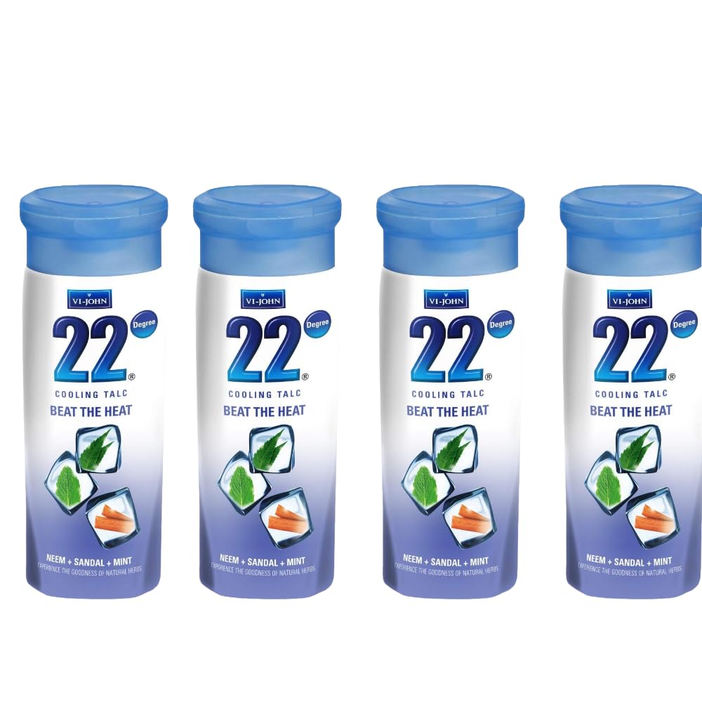 VI-JOHN 22 Degree Cooling Talc with Neem, Sandal and Mint Powder (300GM ...