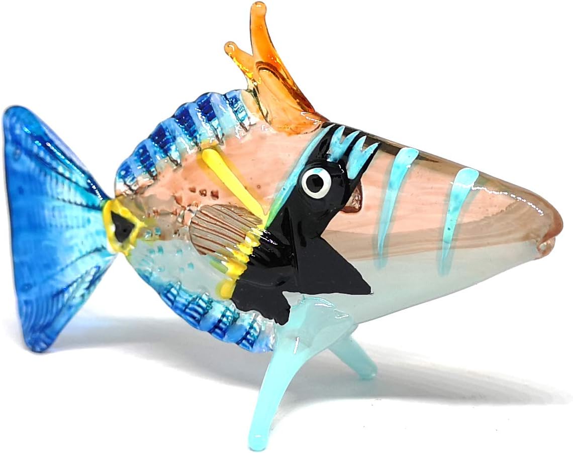 Amazon.com: Hand Blown Glass Figurine Sea Angelfish Handmade Miniature ...