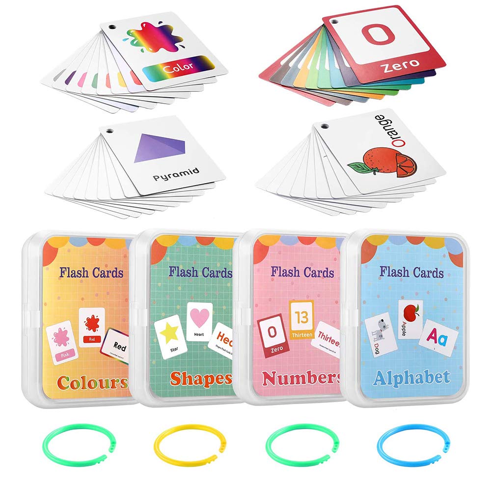 Buy 4 Set of Flash Cards Kids Early Learning Numbers Alphabets Colors ...