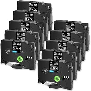 Amazon.com: 10 Pack White On Black Label Tape Compatible with TZ TZE-335 Label Printers Sizes ...