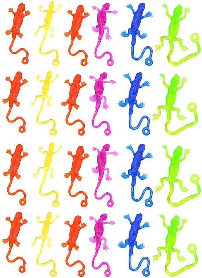24Pcs Stretchy Sticky Lizards Toys Funny Sticky Lizards Mini TPR Lizard ...