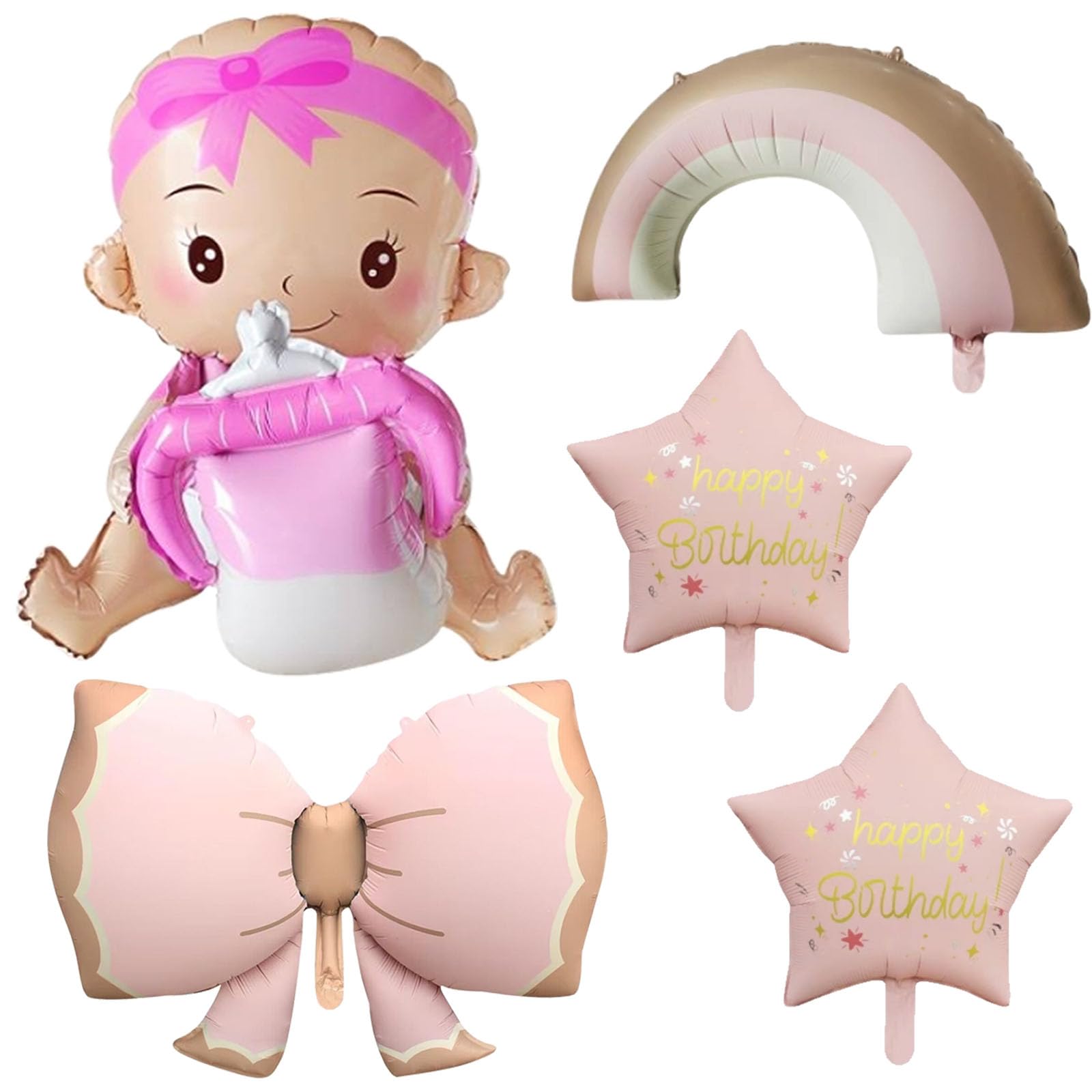 Amazon.com: SAMOKA Baby Balloons,5 PCS 19-37 Inch Pink Baby Balloon ...