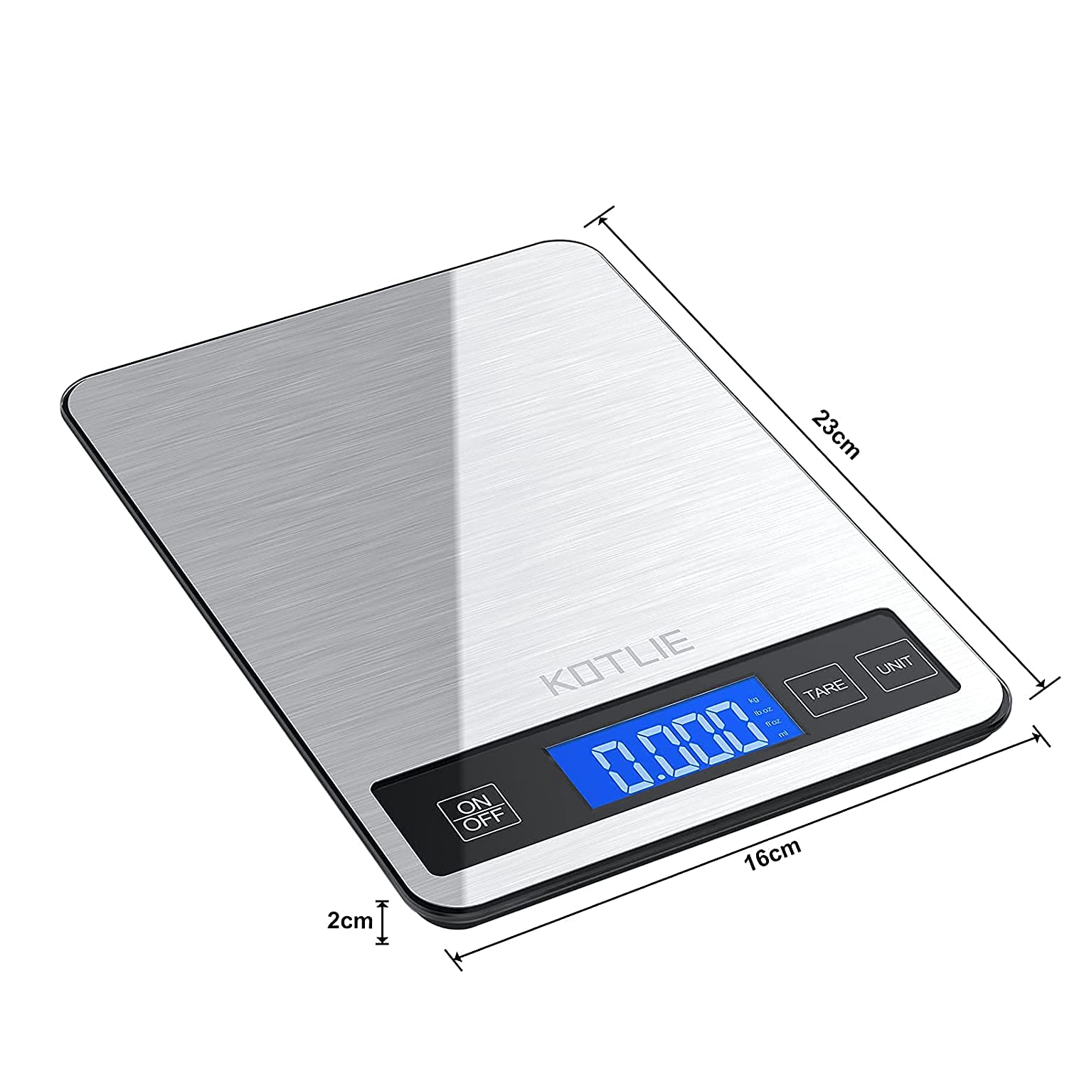 Buy KOTLIE Digital Kitchen Scale, 33LBS/15KG Multifunction Food Scale ...
