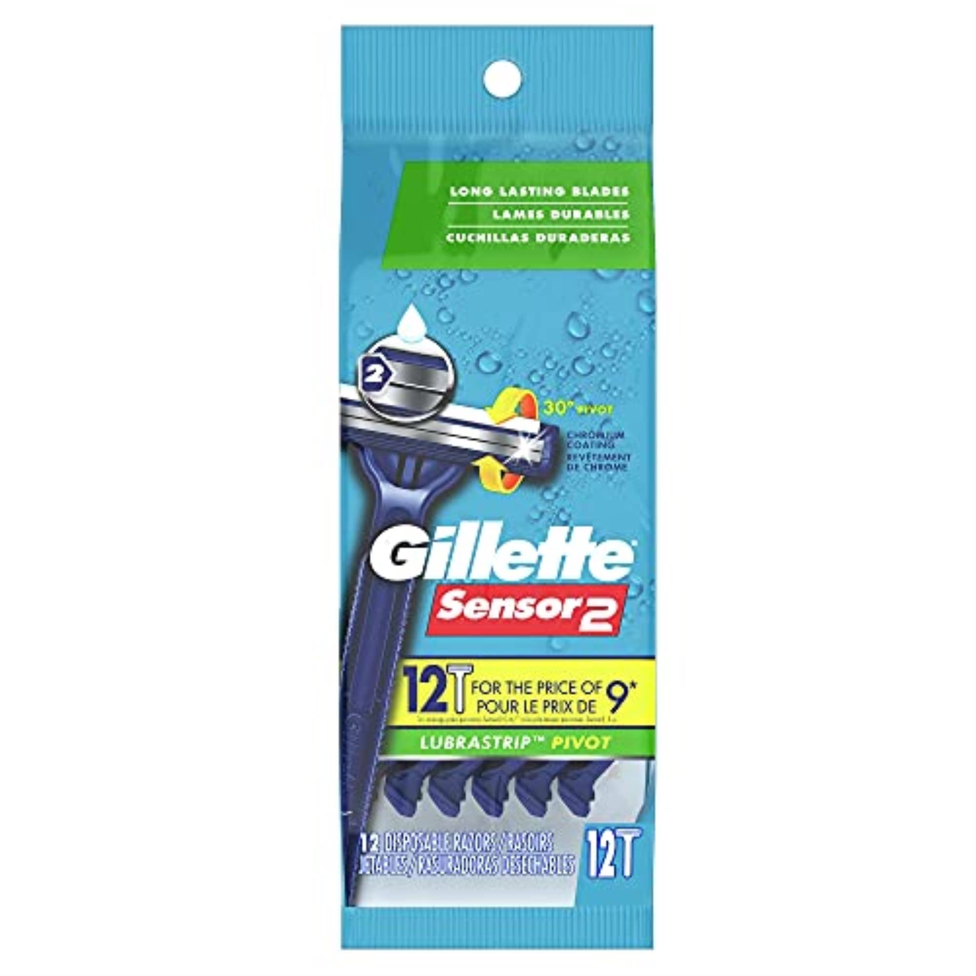 Gillette GoodNews! Sensor 2 Men's Disposable Razor, 12 Count (Pack of 3 ...