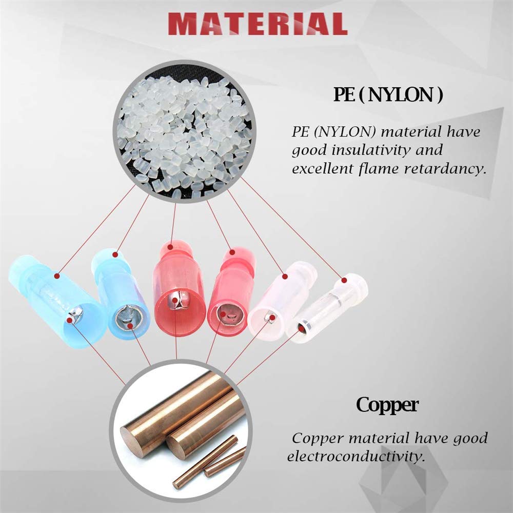 Snapklik.com : PONFY 220PCS Nylon Fully Insulated Bullet Connectors
