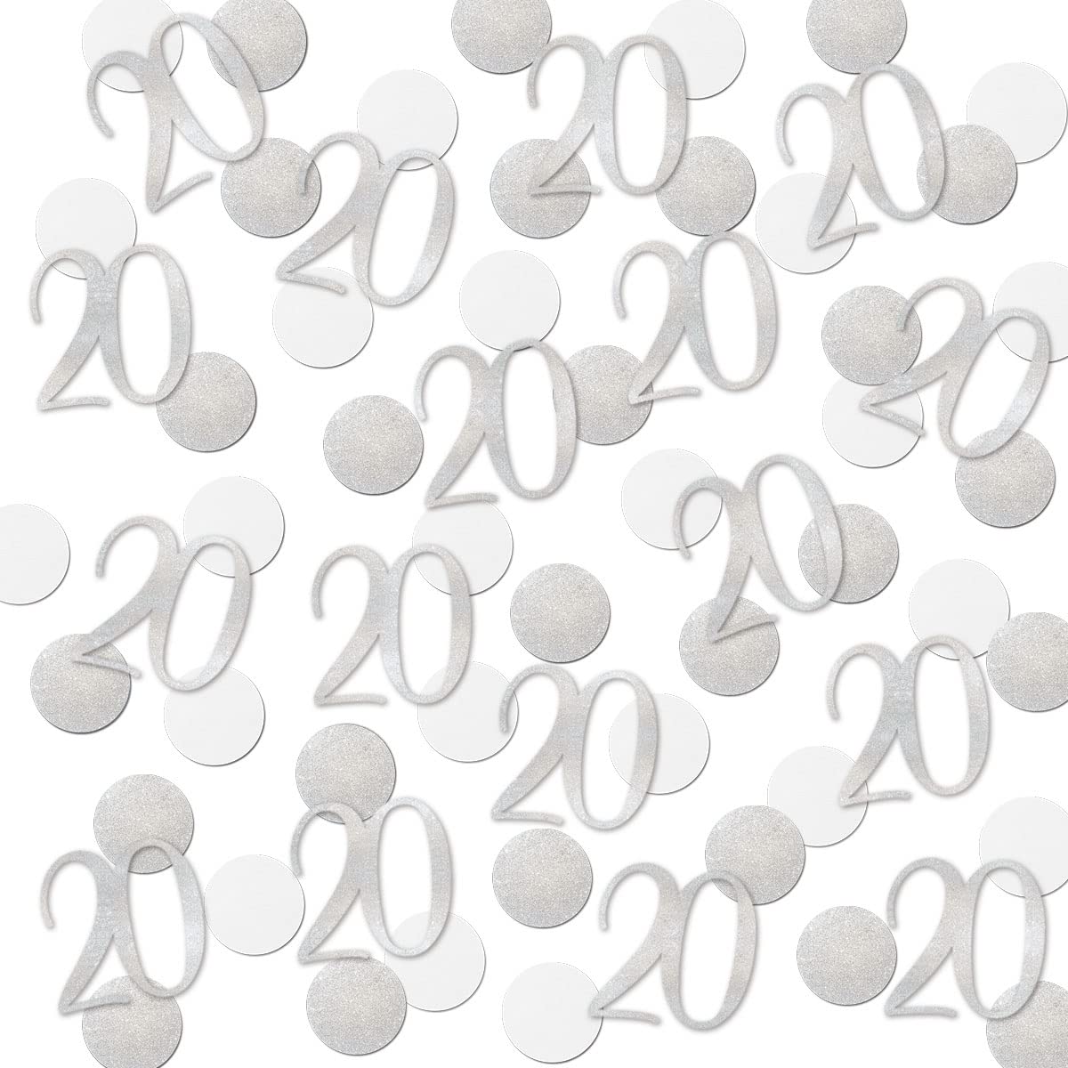 Amazon.com: Silver Glitter 20 Confetti, 20th Birthday Number Confetti ...