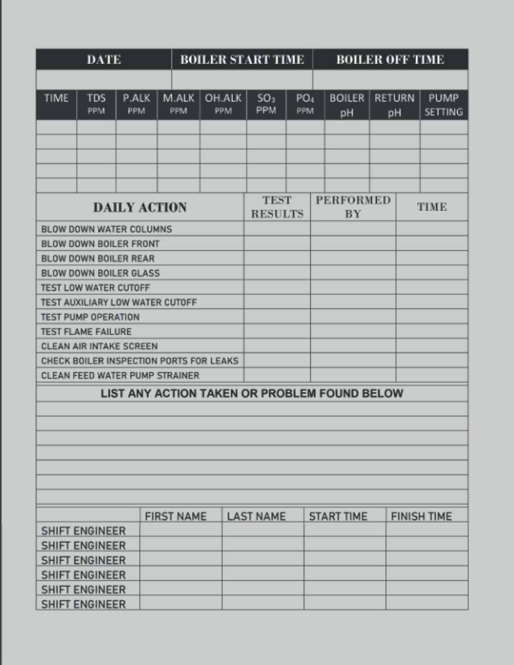 Boiler Room Maintenance Log Book: Steam Boiler Operator Boiler Log Book ...