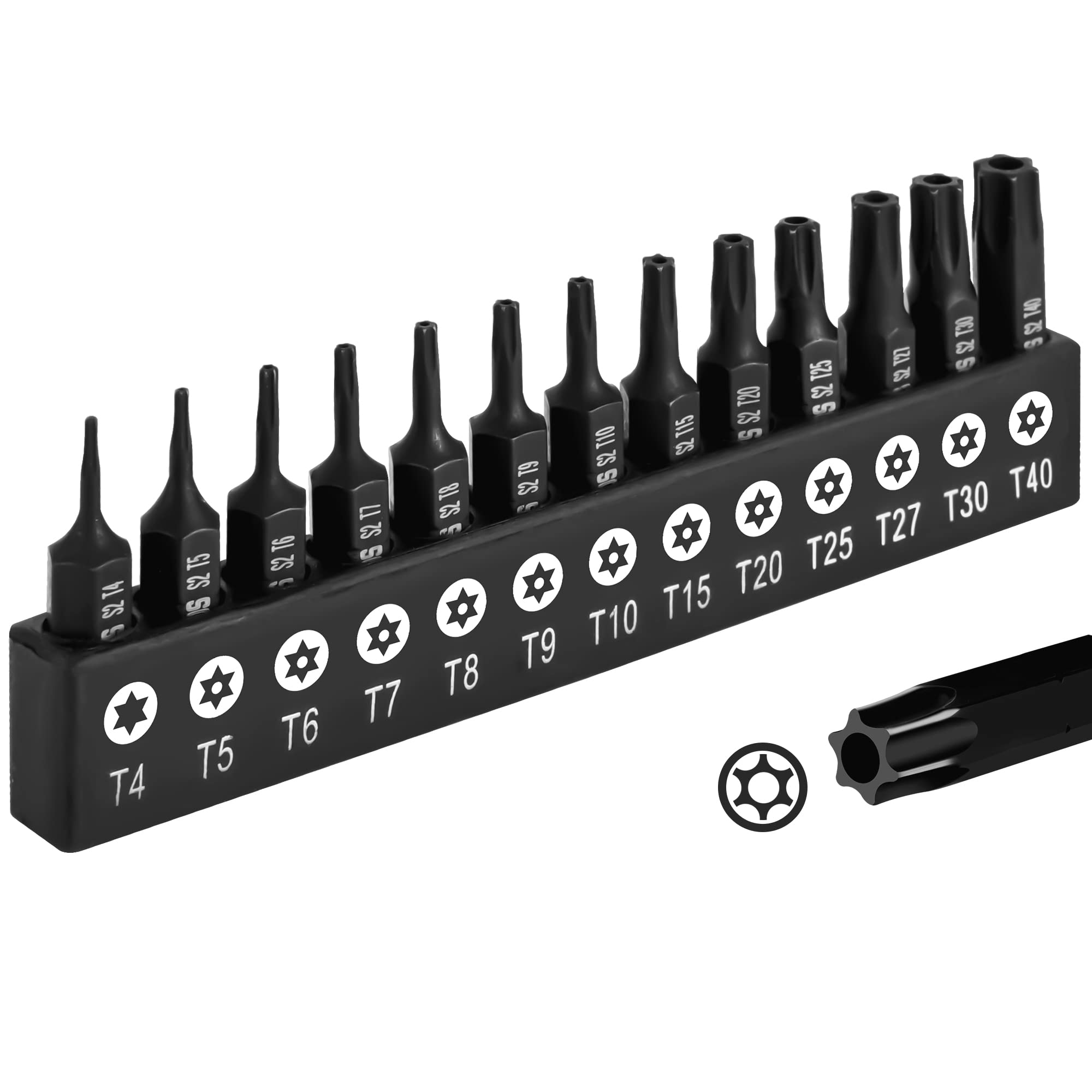 DAKCOS 13-Piece Tamper Proof Torx Bit Set, Premium S2 Alloy Steel ...