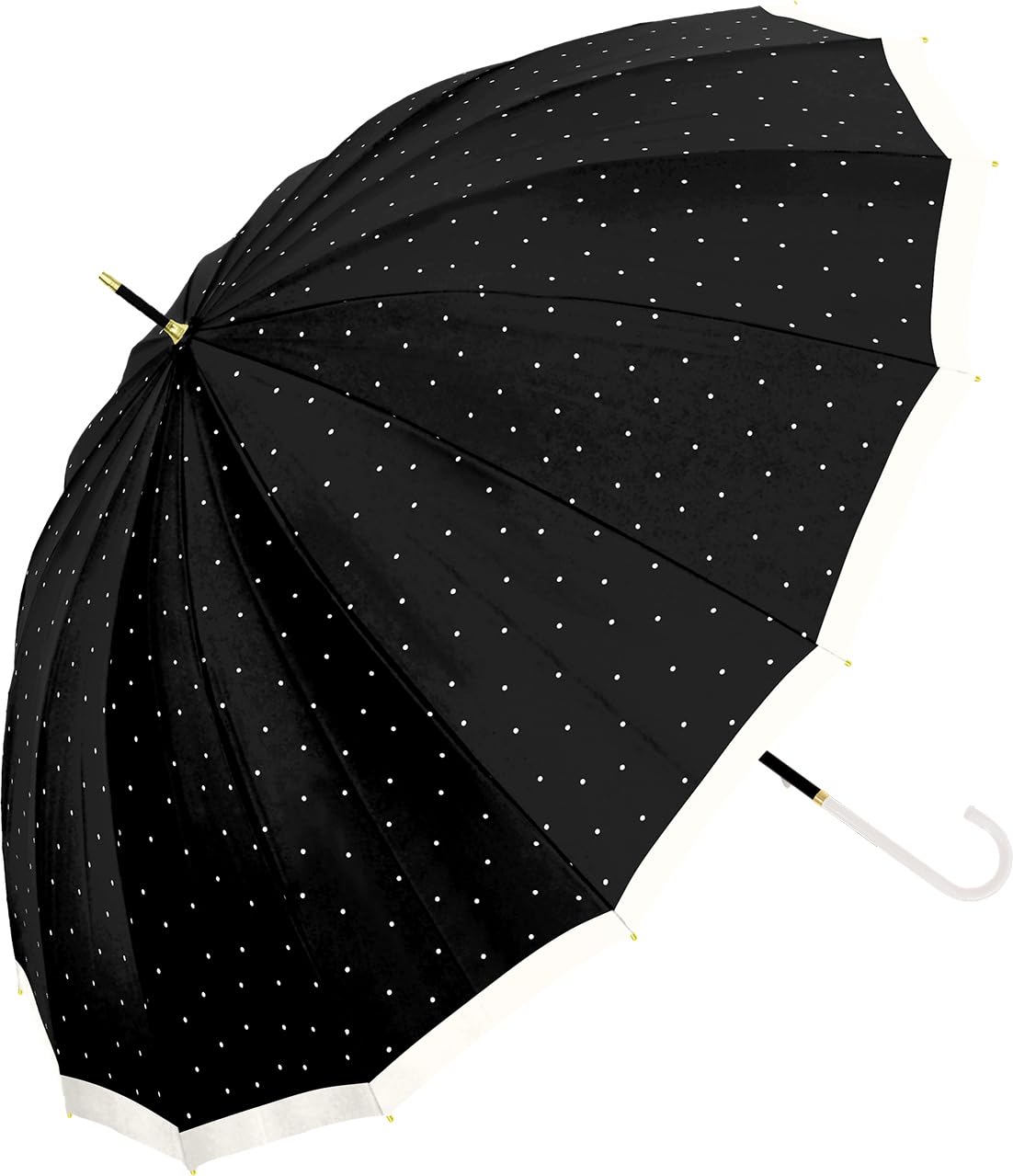 Amazon.co.jp: 中谷 Natural Basic 婦人長傘 16本骨 ドットバイカラー ブラック 【734-030】 手開き 親骨サイズ:55cm 耐風仕様 : ファッション