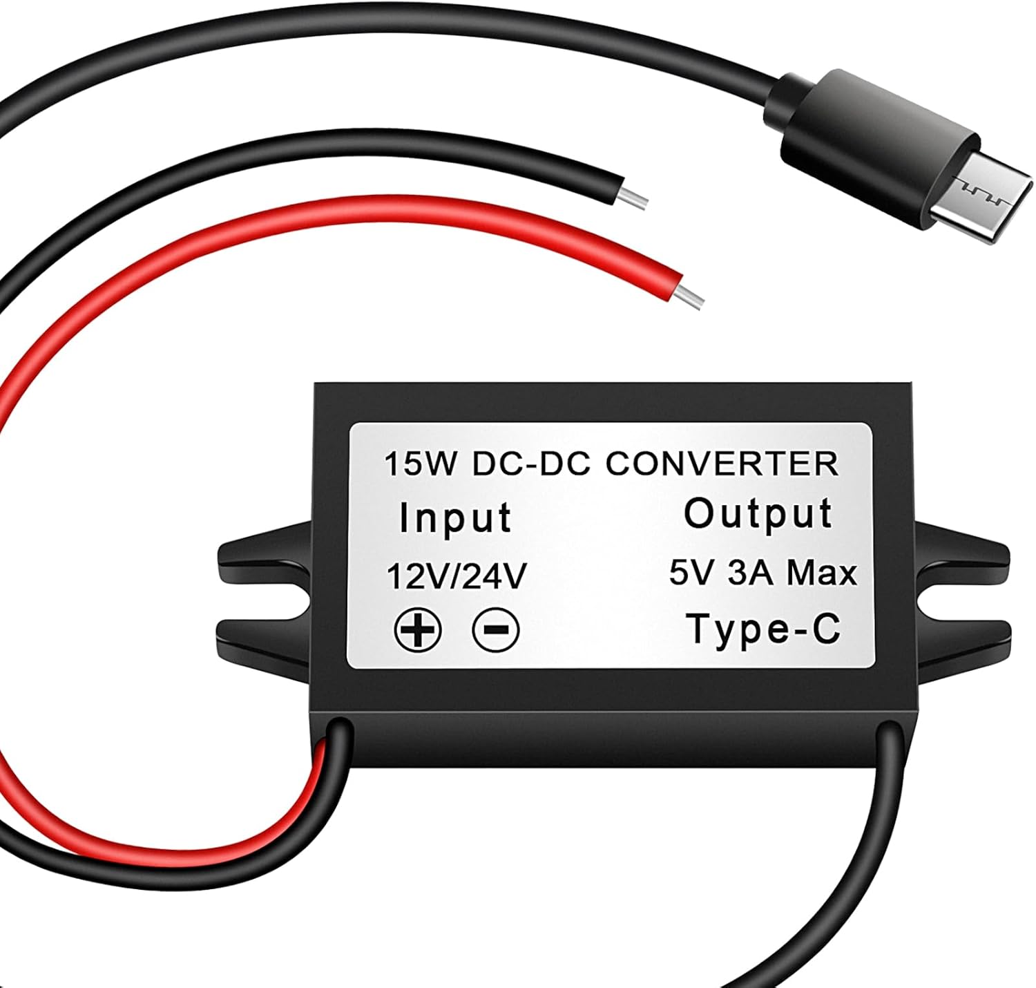 Amazon.com: DC 12V/24V to 5V 3A 15W Buck Converter, USB Type-C ...