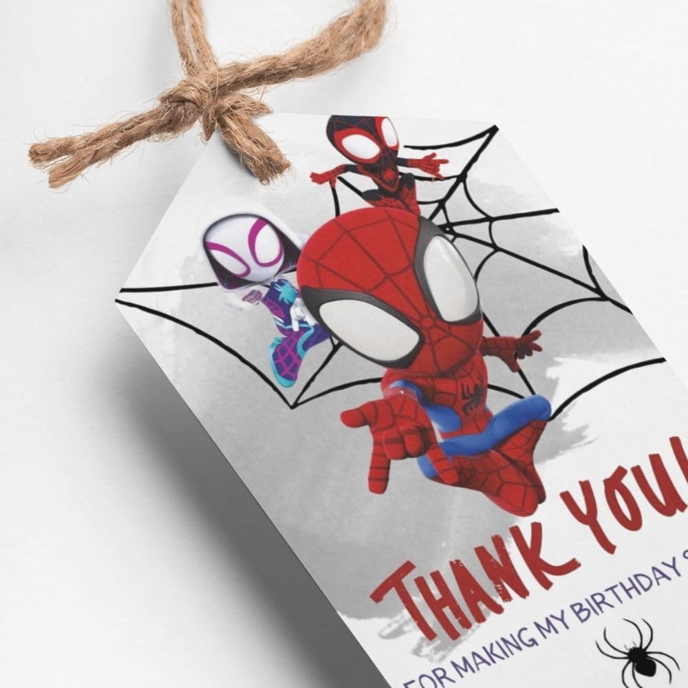 Spider Man Theme Thank You Cards/Tags (2 x 3.5 inches/250 GSM Cardstock ...