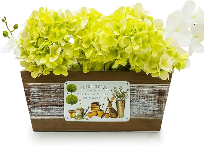 Amazon.com : Ashlyric Wooden Planter, Wood Trapezoid Garden Flower Pots ...
