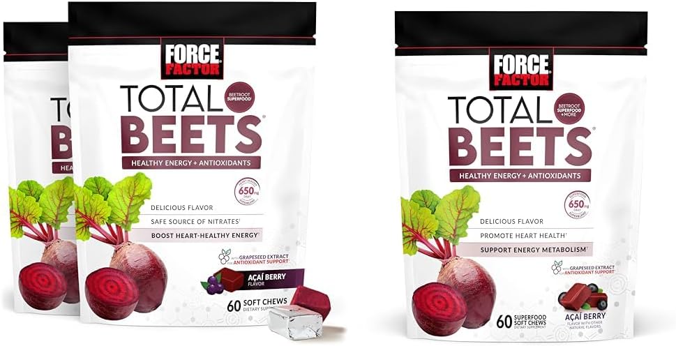 Amazon.com: Force Factor Total Beets Soft Chews with Beetroot, Nitrates ...