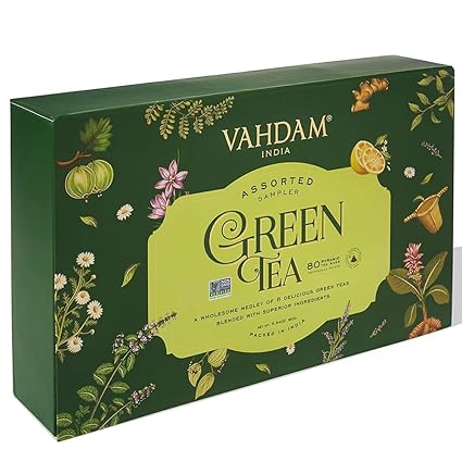 Amazon.com : VAHDAM, Green Tea Variety Sampler Pack (8 Flavors, 10 Tea ...