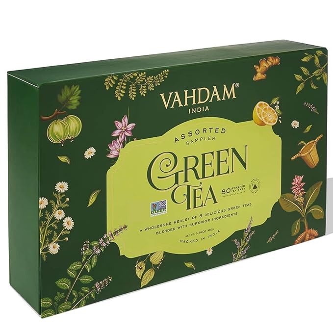 Amazon.com : VAHDAM, Green Tea Variety Sampler Pack (8 Flavors, 10 Tea ...