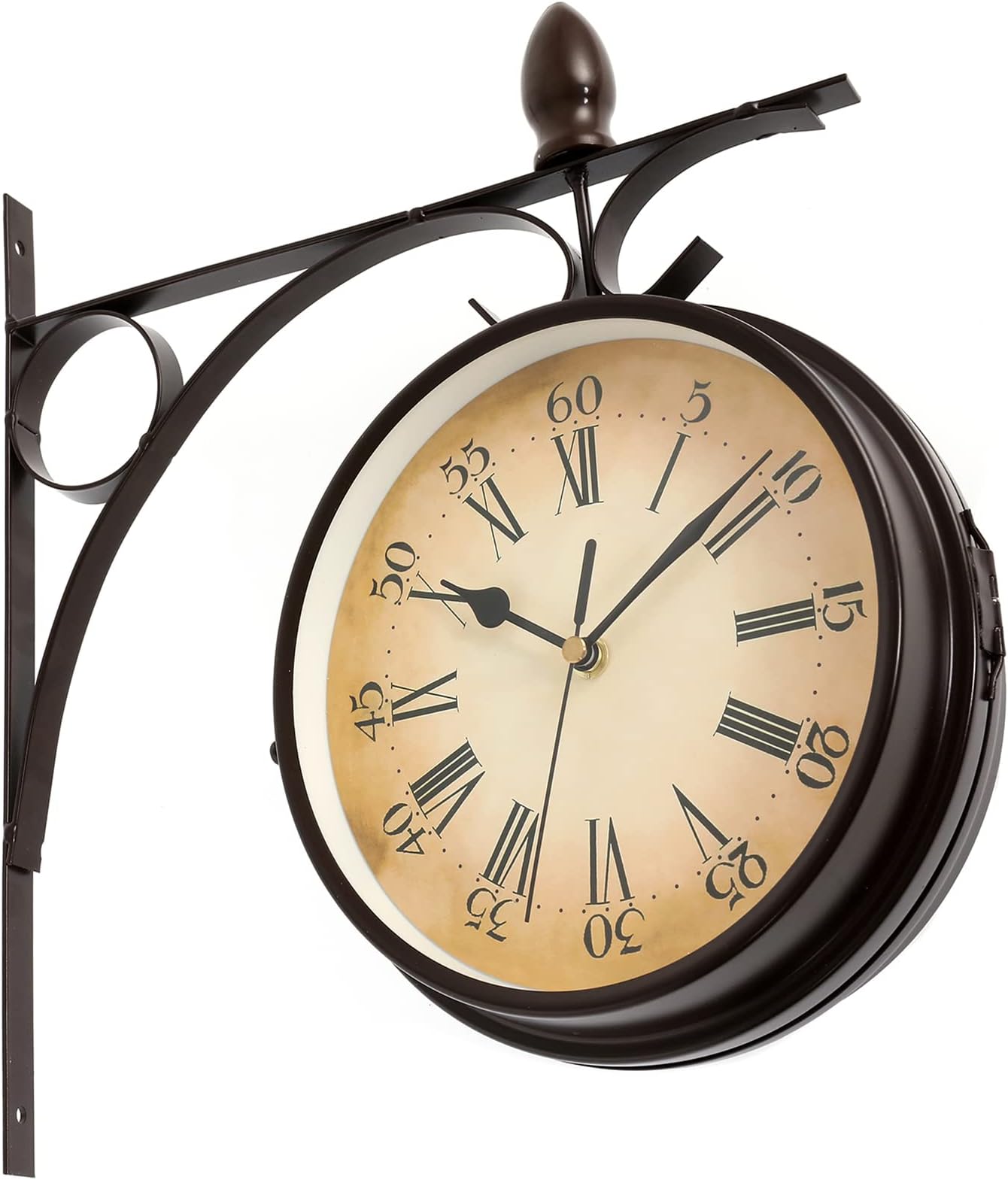 Amazon.com: Bracket Clocks, Outdoor Garden Double Sided Clock, Silent ...