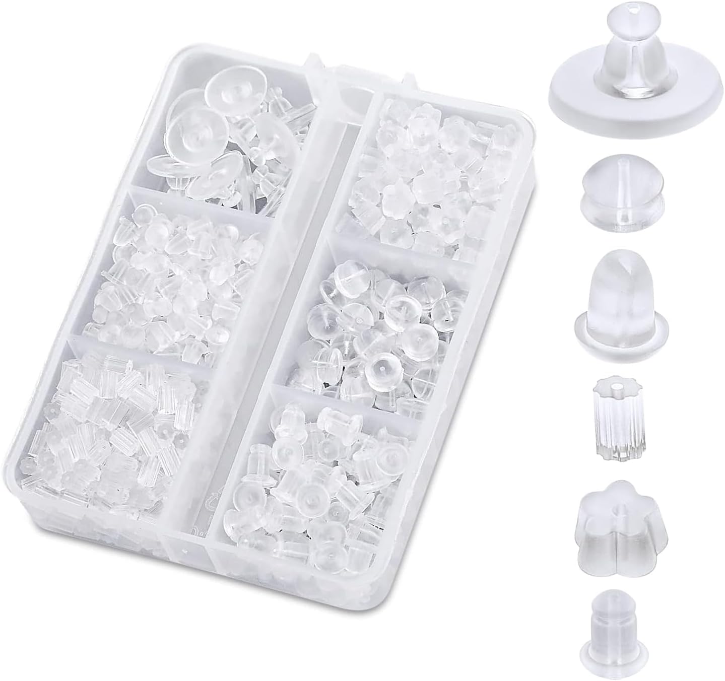 Generic 600PCS Silicone Earring Backs, 6 Styles Safety Backs, Clear ...