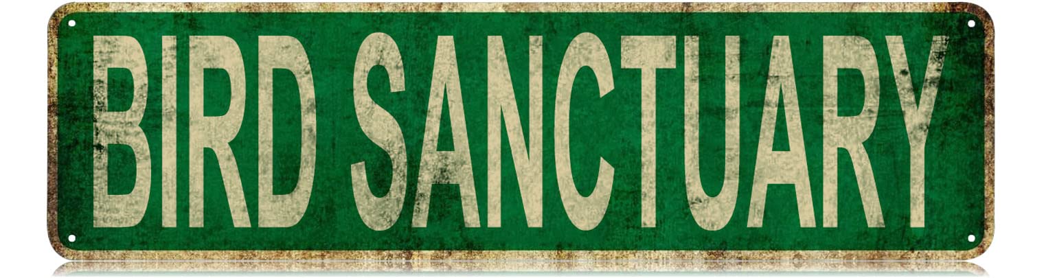 Amazon.com : Bird Sanctuary Slim Tin Sign Street Funny Metal Sign Wall ...