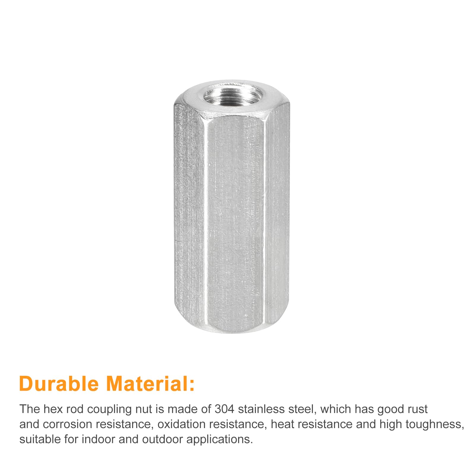 M8 Coupling Nut M8*1.25-Pitch 40mm Length 304 Metric Hex Coupling Nut ...