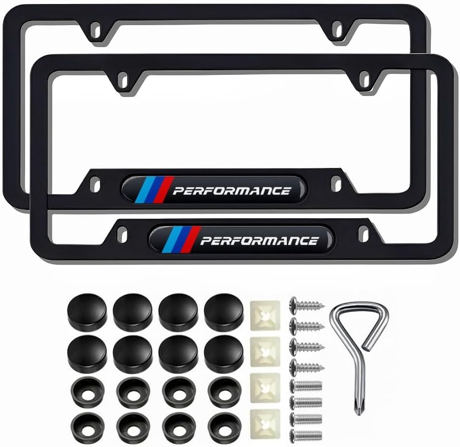 Amazon.com: 2 Pcs Black License Plate Frames Metal Aluminum Material 4 ...