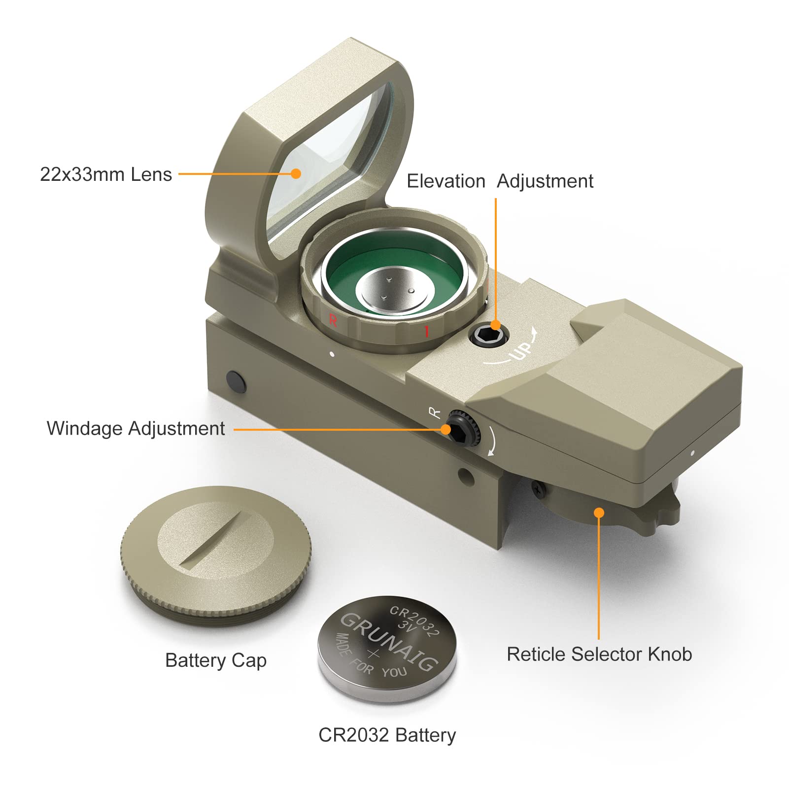 Snapklik.com : RS-29 Reflex Sight, Red & Green Illuminated 4 Reticles ...
