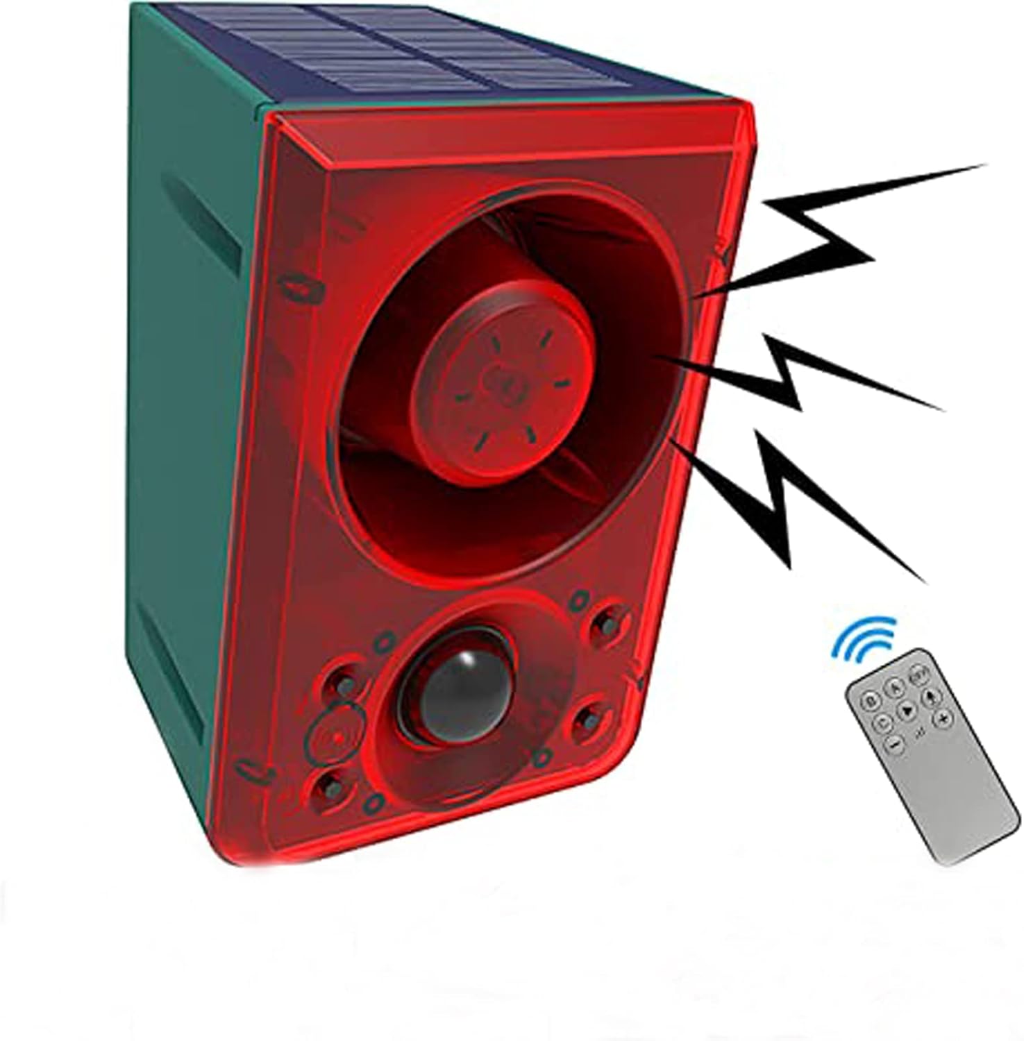 Solar Sound & Light Alarm Motion Sensor 129 Decibels Siren Sound Alert ...