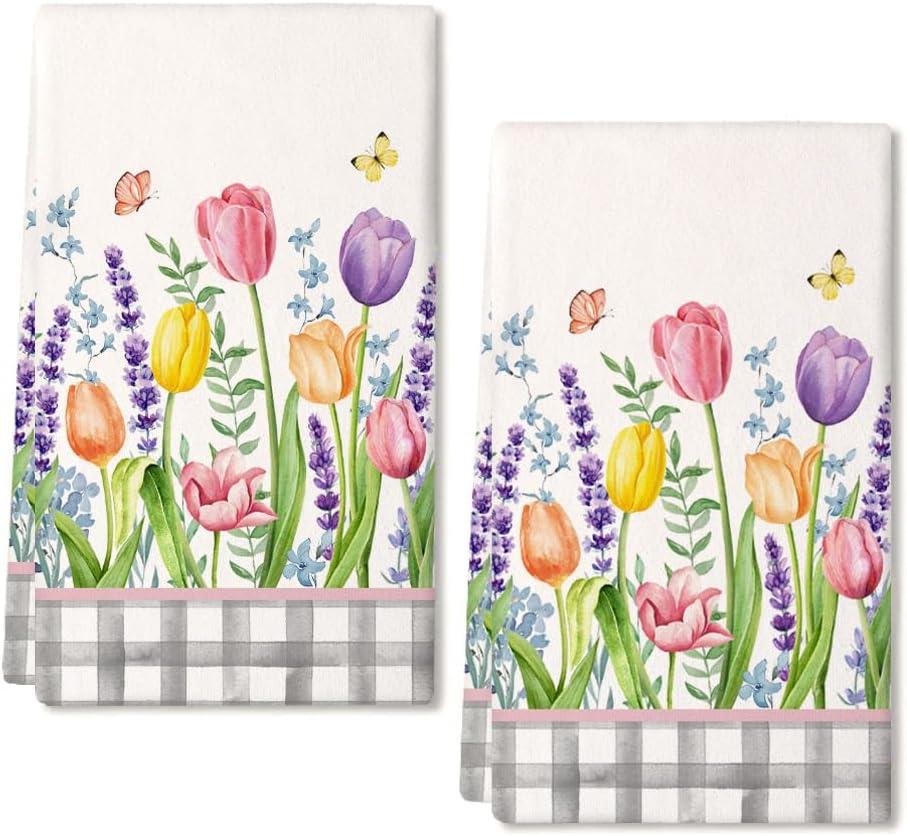 Amazon.com: Artoid Mode Buffalo Plaid Tulip Bloom Vase Spring Kitchen ...