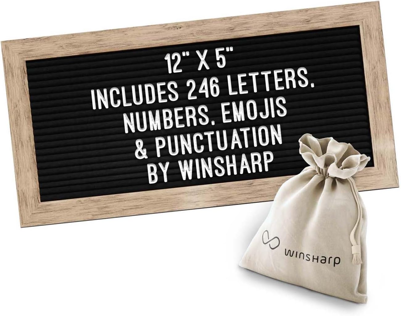 Small Letter Board | 12"x5" Mini Black Felt Wooden Frame with White ...