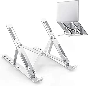 Ergonomic Laptop Stand – 7-Height Adjustable Aluminum Riser, Foldable ...