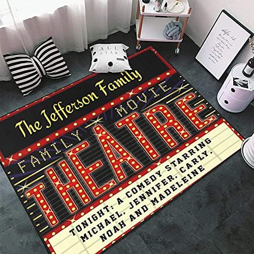 Amazon.com: Personalized Movie Theatre Area Rug with Name Custom Non ...