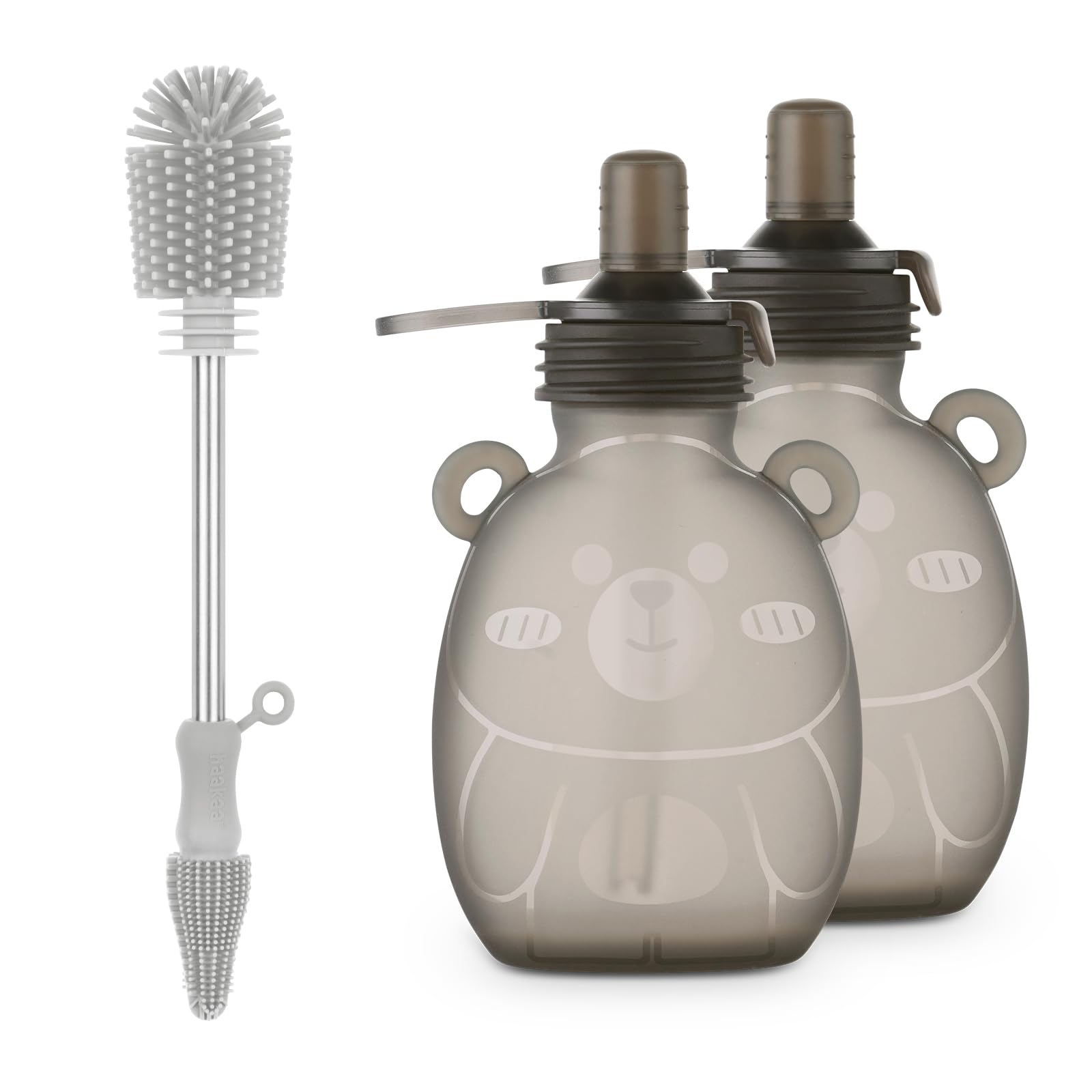 Amazon.com : haakaa Happii Bear Silicone Goody Pouch&Cleaning Brush Set ...
