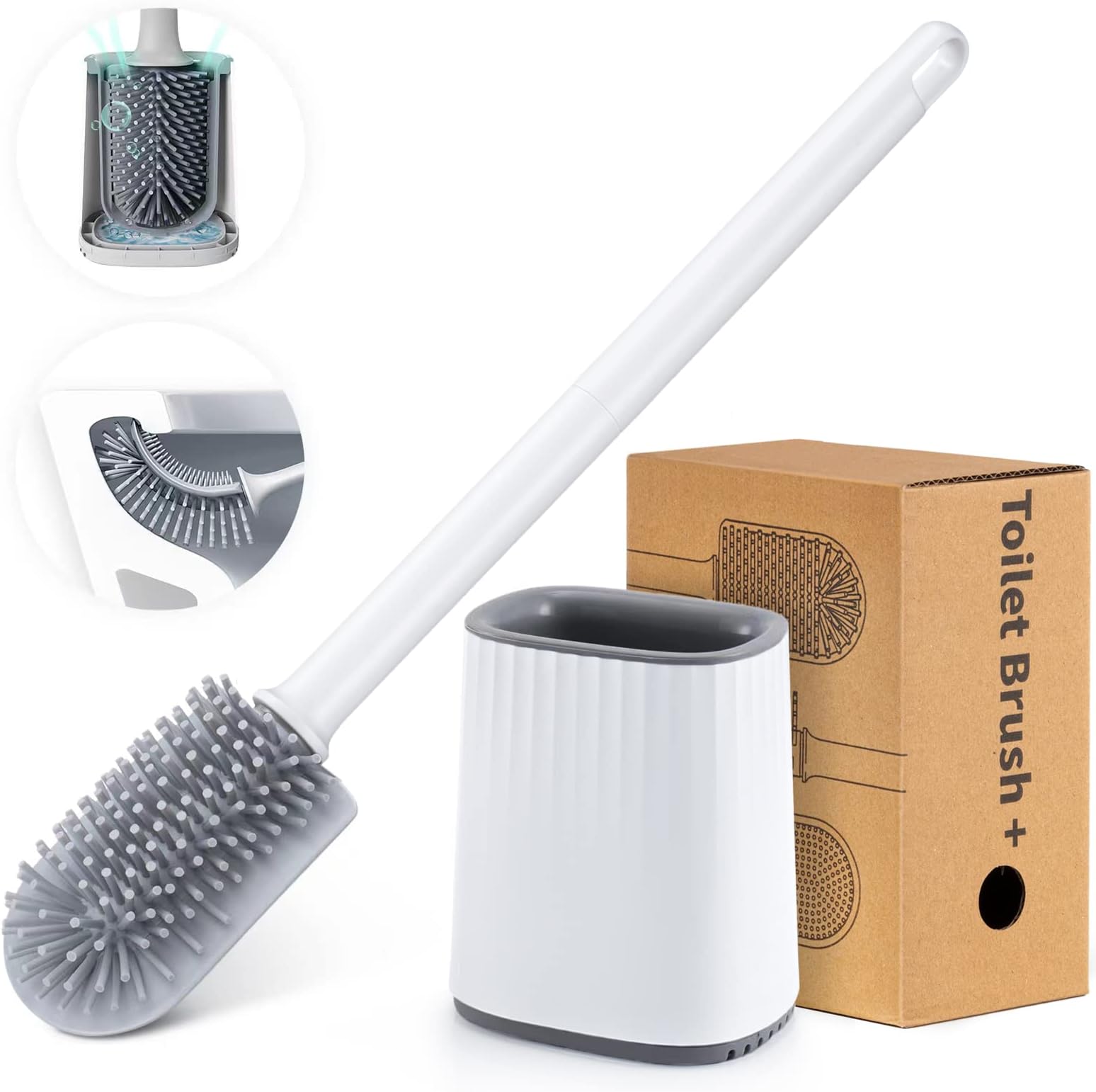 Brosse WC, Balayette WC en Silicone Antibactérienne à Séchage Rapide ...