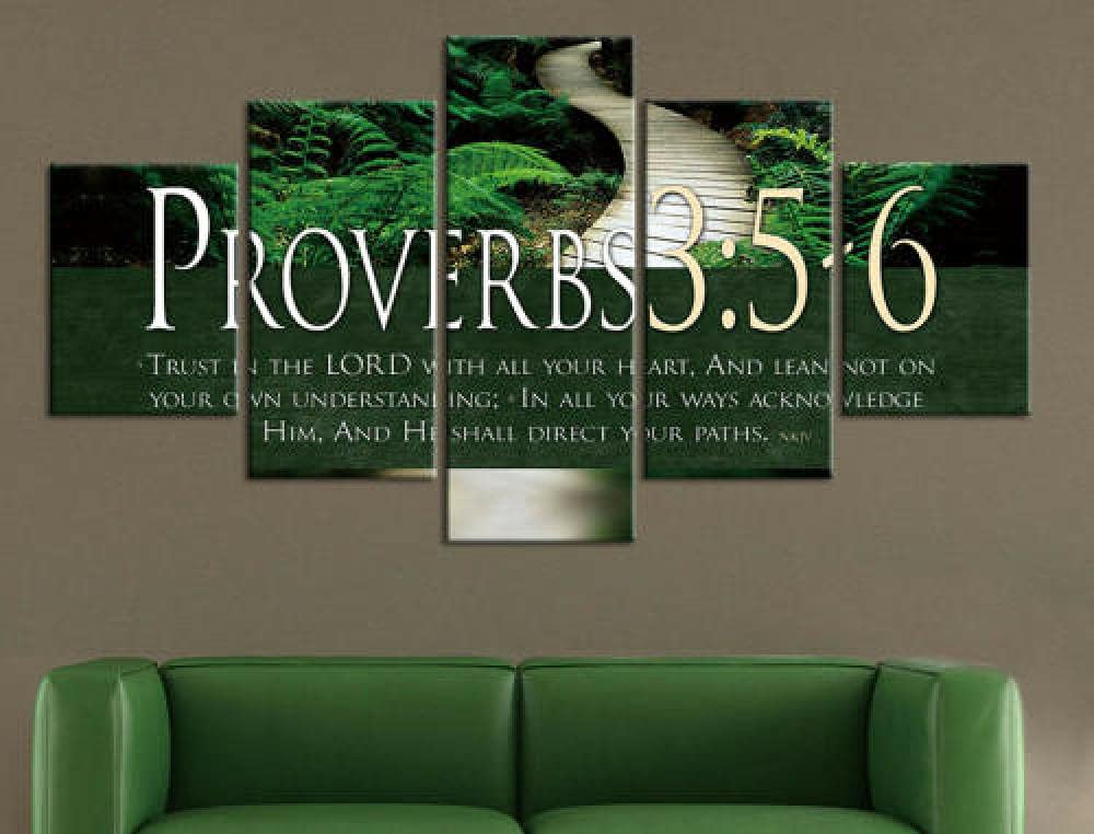 5 Panel Wall Art Bible Verse Proverbs 3 5 6 | Desertcart INDIA
