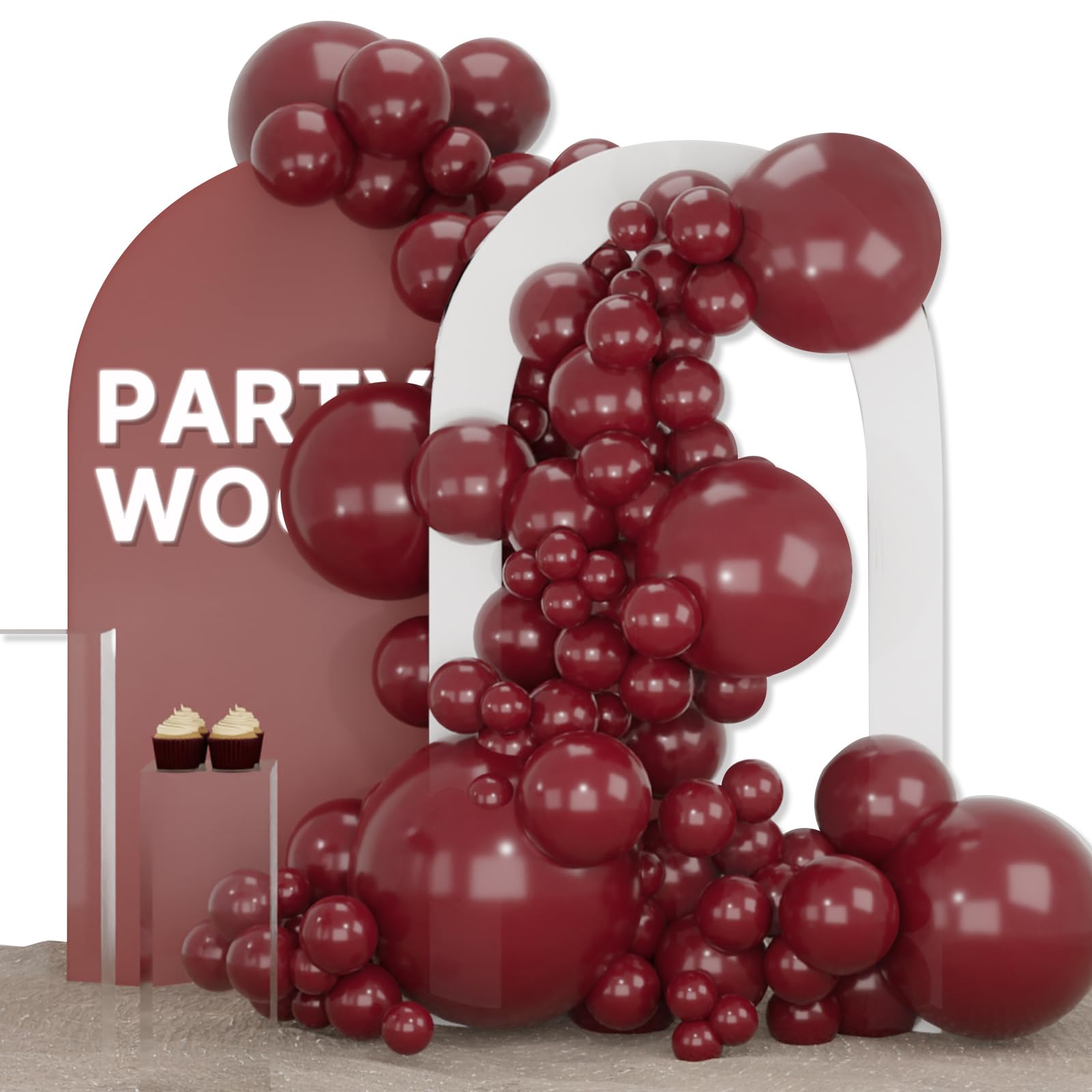 Amazon.com: PartyWoo Burgundy Balloons, 127 pcs Wine Red Balloons ...