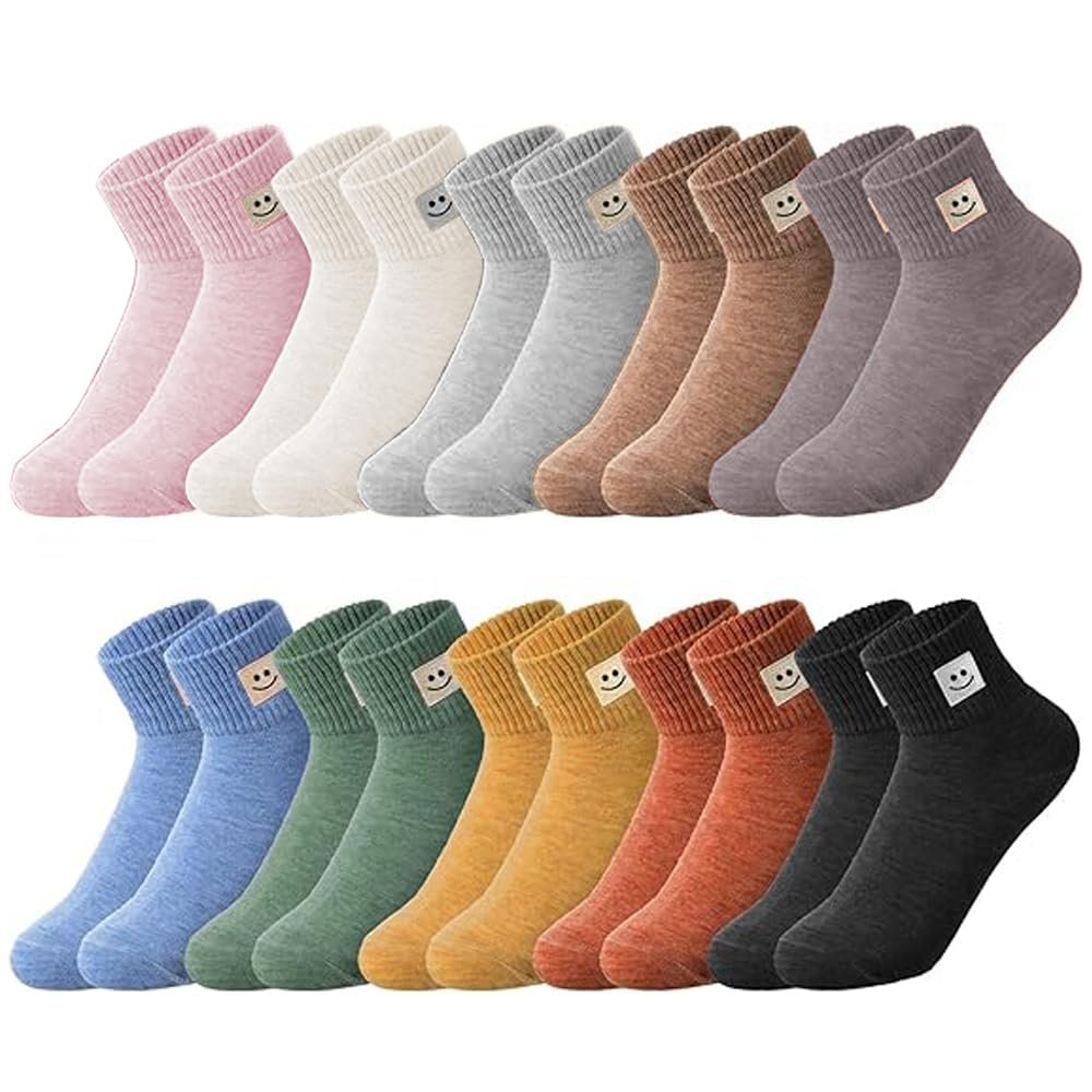 10 Pares Calcetines tines para mujer,Calcetines con Cara Sonriente ...