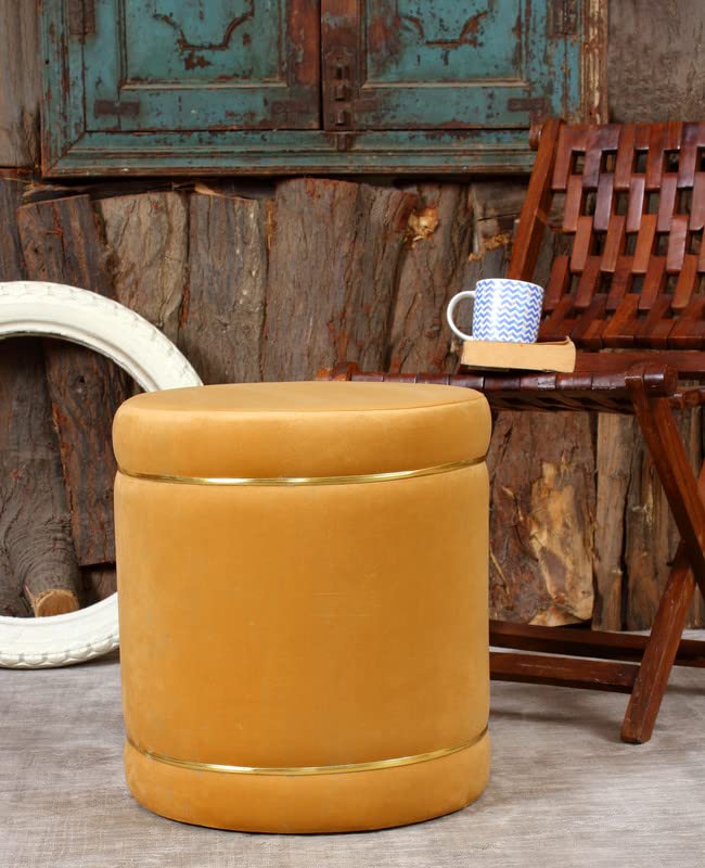 ShadowKart Pouffes Sitting Stool for Living Room, Mudda Puffy Wooden ...